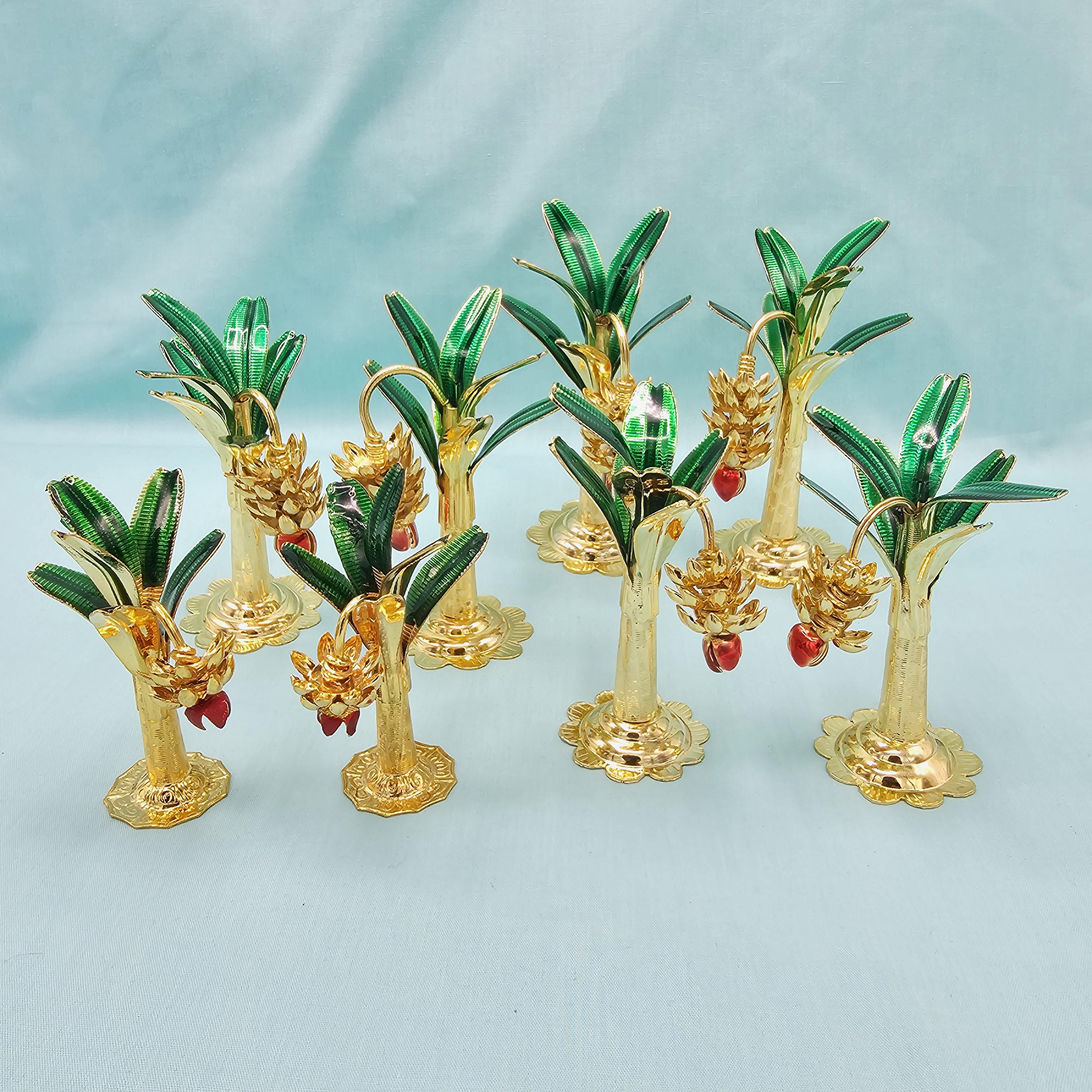 Pure Silver Banana Plants, Full Gold Covering With Green and Red Enamel ...
