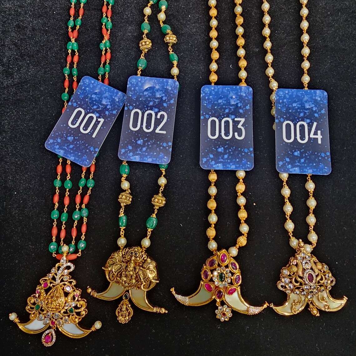 Puligoru Pendant With Chain, Indian Traditional Pendant With Semi ...