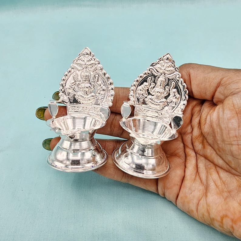 Pure Silver Kamashi Deepam, Big to Small Size Silver Puja Diyas, Silver ...