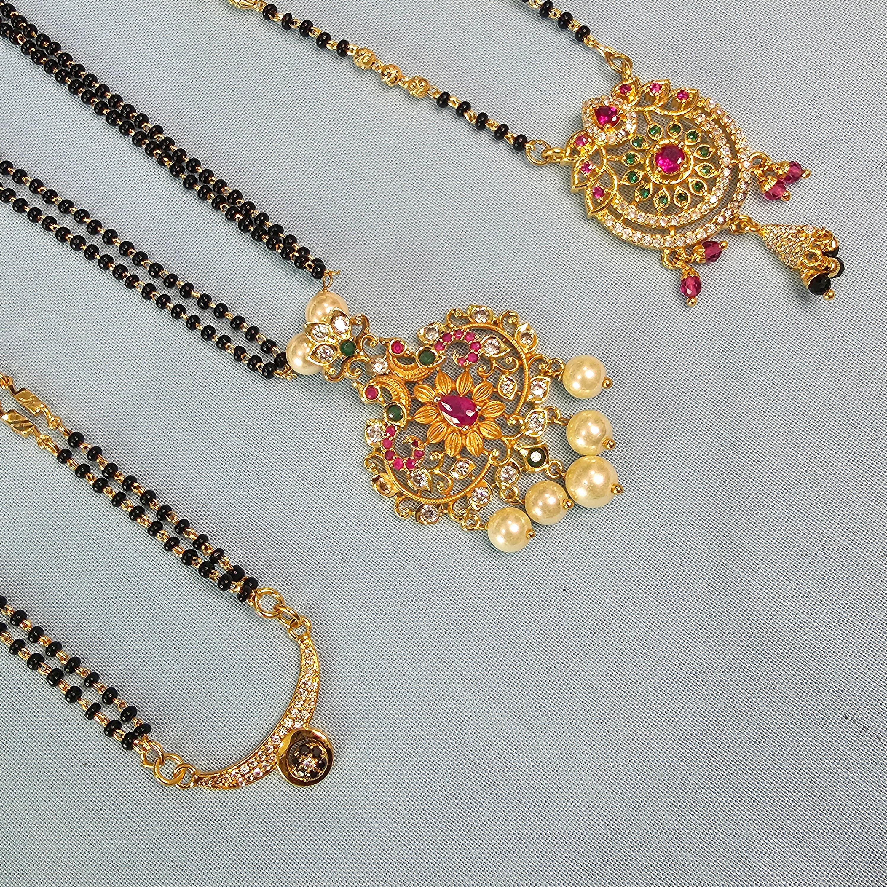 Long black beads mangalsutra gold store