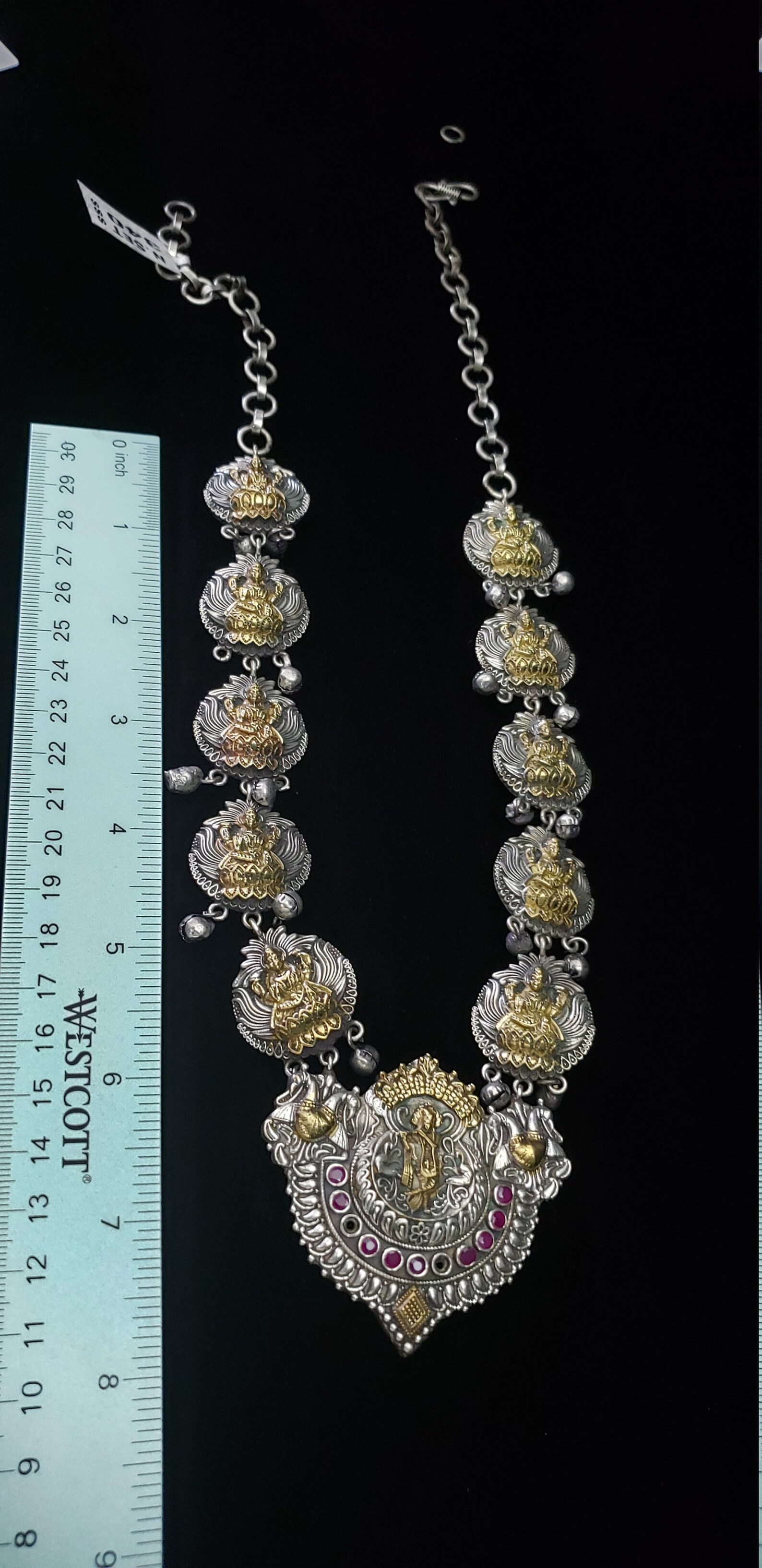 German Silver Jewelry, Temple Pattern Ruby and Two Tone German Silver ...