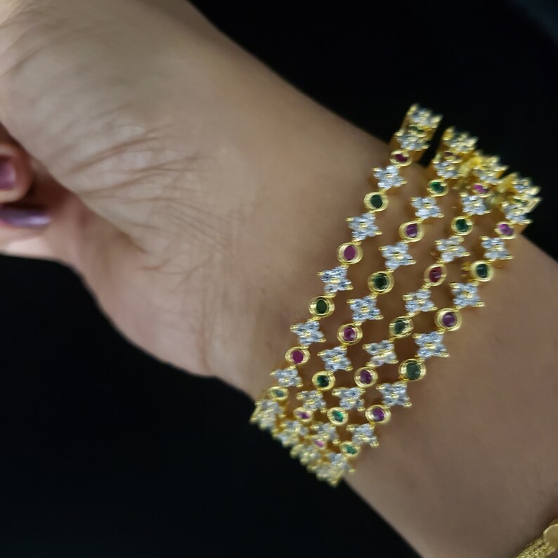22k Gold Plated 4 Bangles Set Traditional Indian Wedding - Etsy