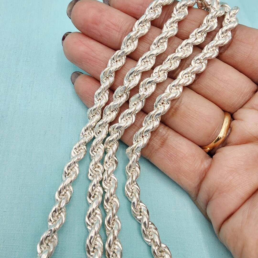 Silver Mens Rope Chain, 24" Pure Silver Chains for Boys and Men, Gift ...