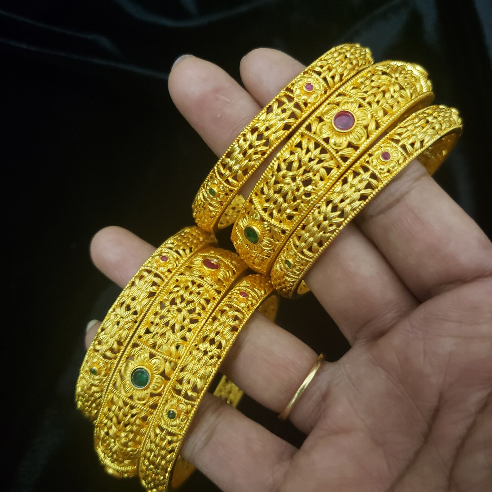 Matte Finish Bangles Set 6 Bangle Set 22k Gold Plated - Etsy