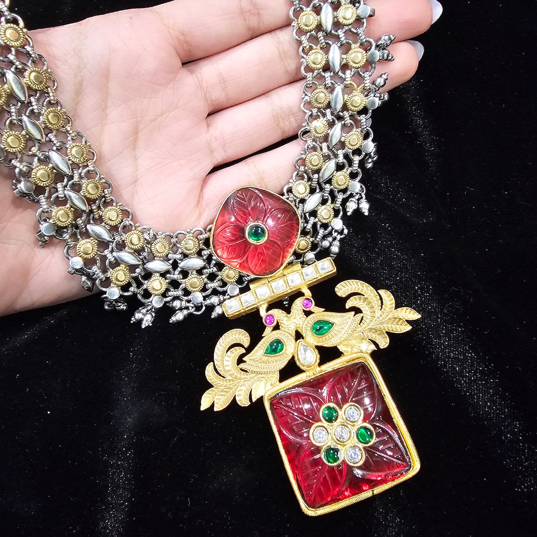 925 Silver Necklace, Fusion Necklace, Dual Tone Necklace, Apala Designs ...