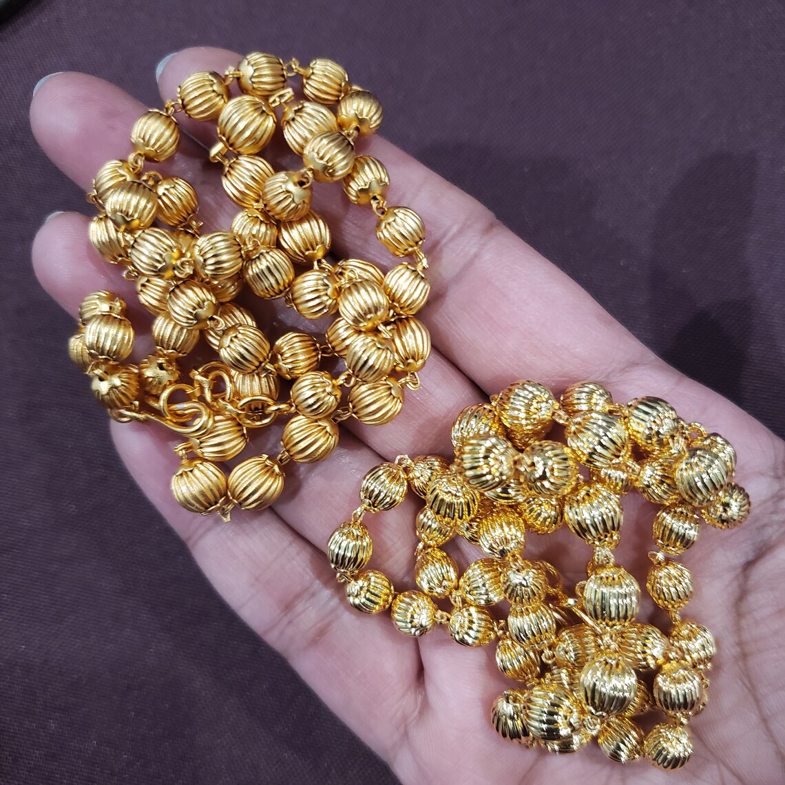 18"matt and Bright Gold Finish Gold Chain, Short Necklace Chain, Ball ...