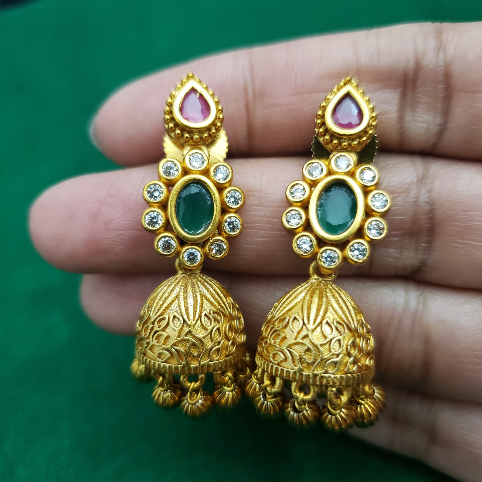 Small Size CZ Jumka Ethnic Jumka Indian Jewelry Semi - Etsy