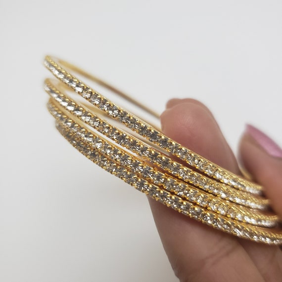 Gold Plated Cz Bangles Indian Bangles Set High Quality Bangle Set 22k