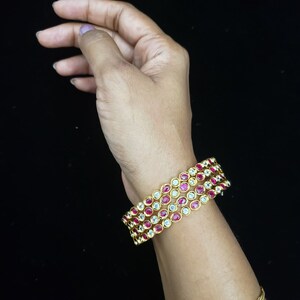 Pota Stone Indian Bangles Set, 4 Bangle Set, 22k Gold Plated ...