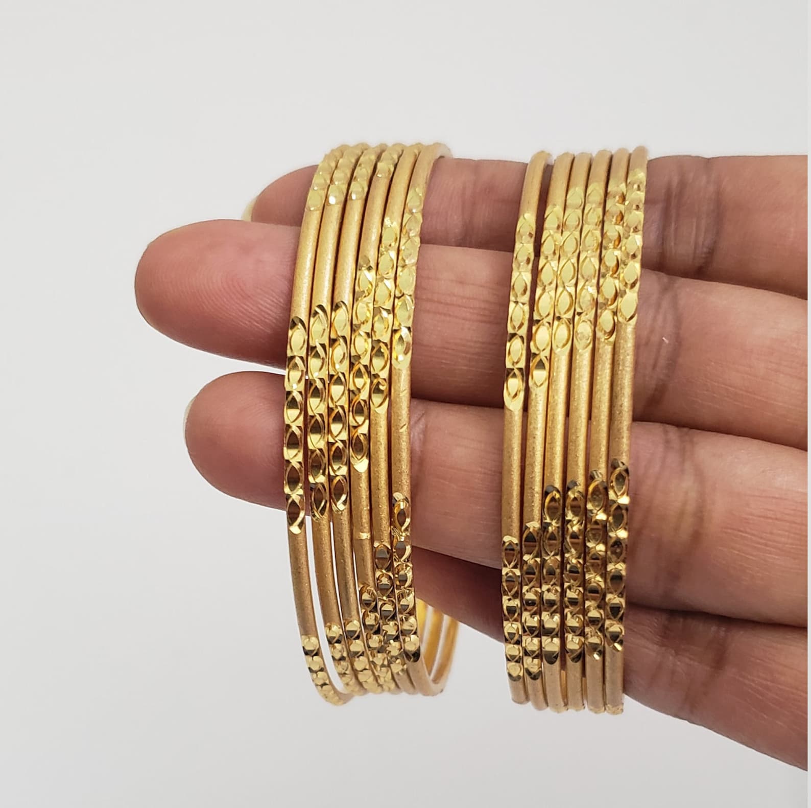 12 Indian Bangles Set 22k Gold Plated 12 Thin Bangles Set - Etsy