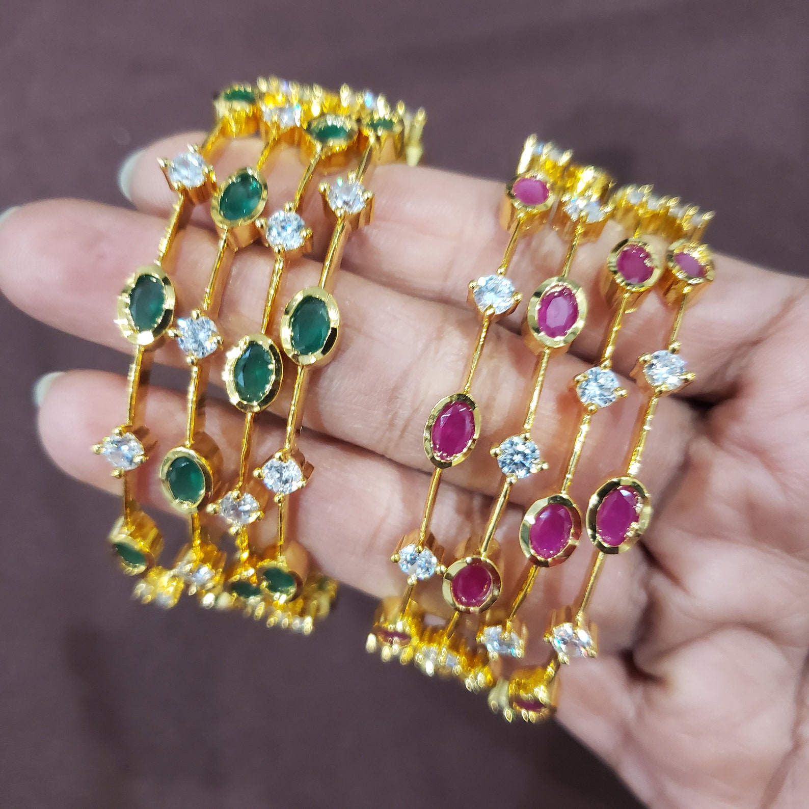 Pink Indian Bangles, 22k Gold Plated, 2 Bangles Set, Mix N Match - Etsy