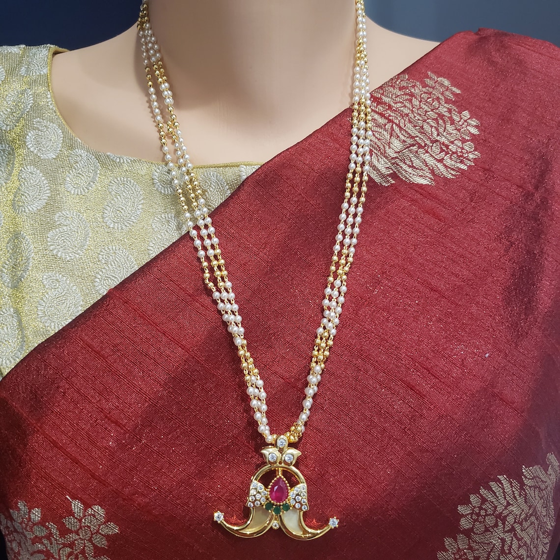 Puli Goru Pendant High Quality AD Stones With Semi Precious - Etsy