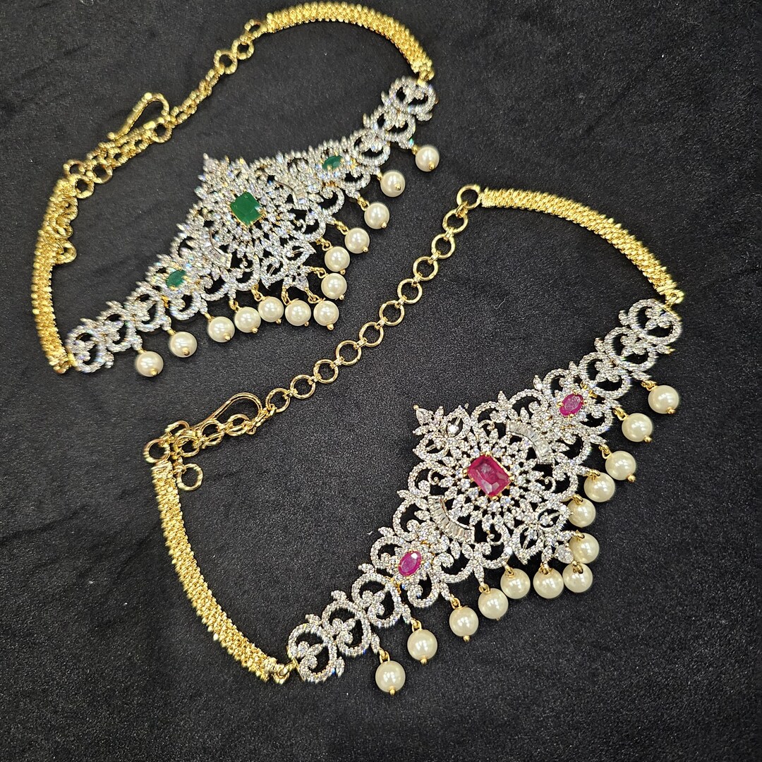 Armlet for Adults, Semi Precious Emeralds and American Diamonds ...