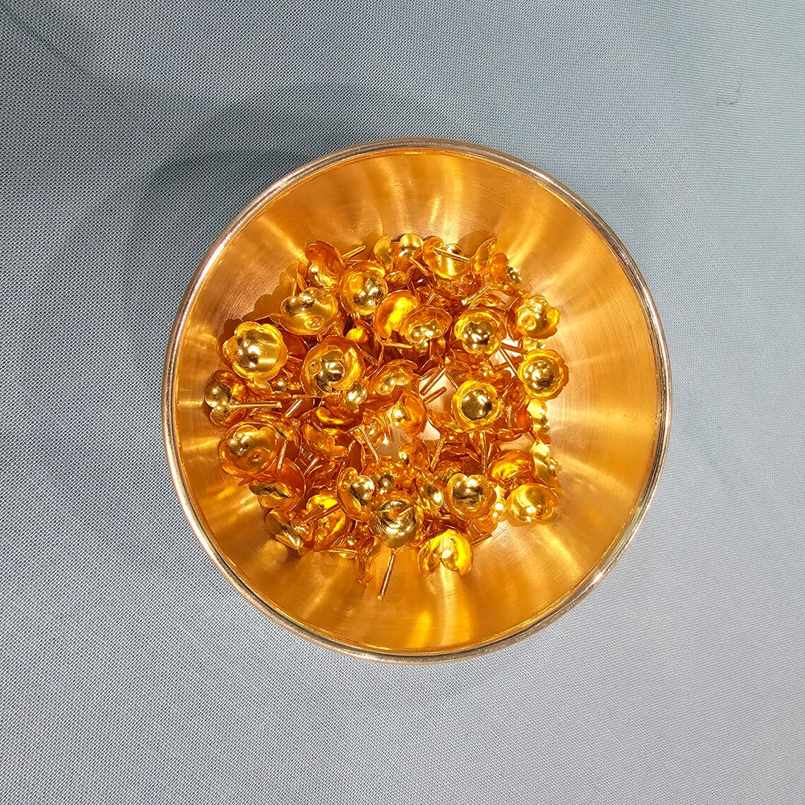 Pure Silver 108 Flowers, 22k Gold Covering Silver Flowers for Pooja ...
