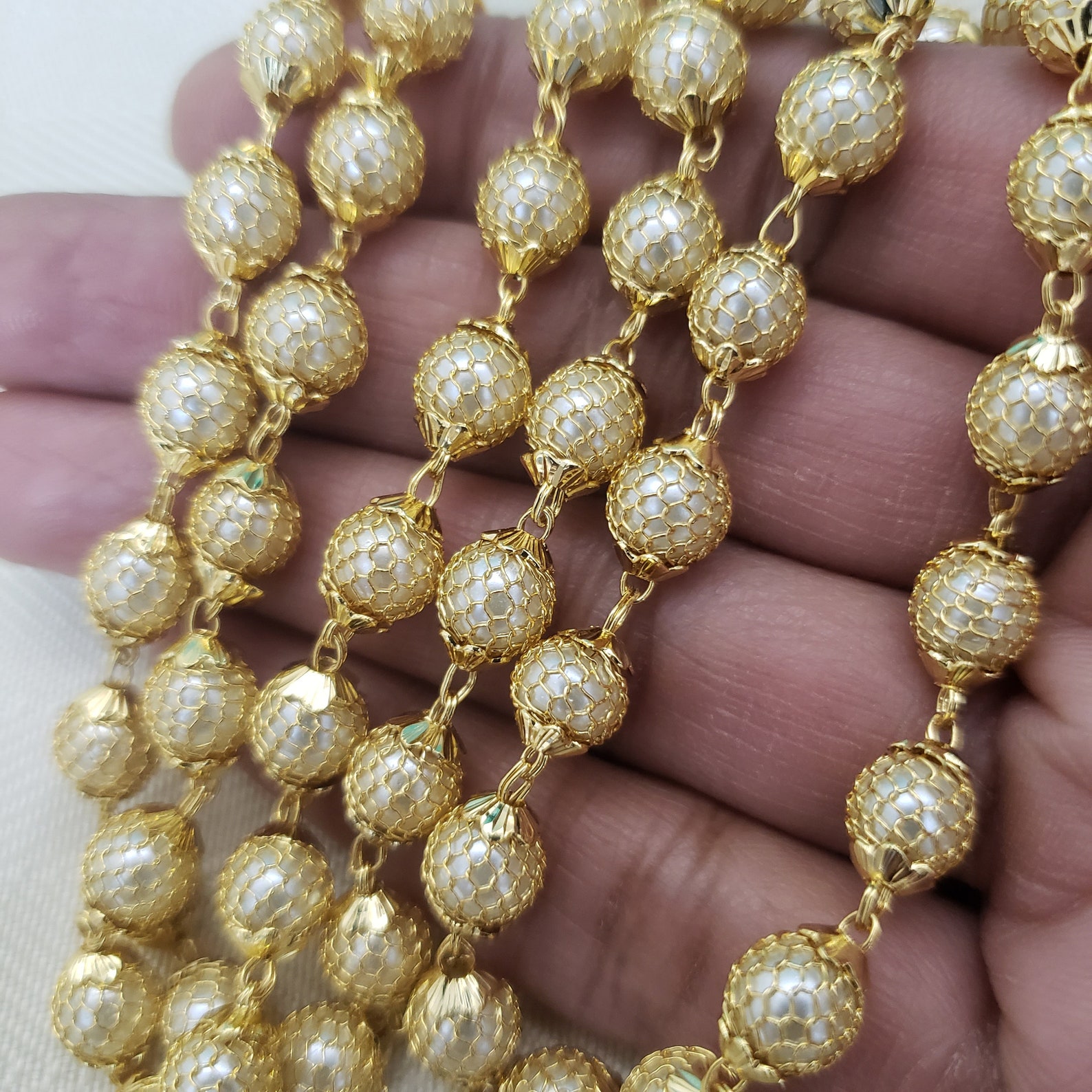 Net Pattern Pearl Necklace, High Quality Semi Precious Pearls, Suitable ...