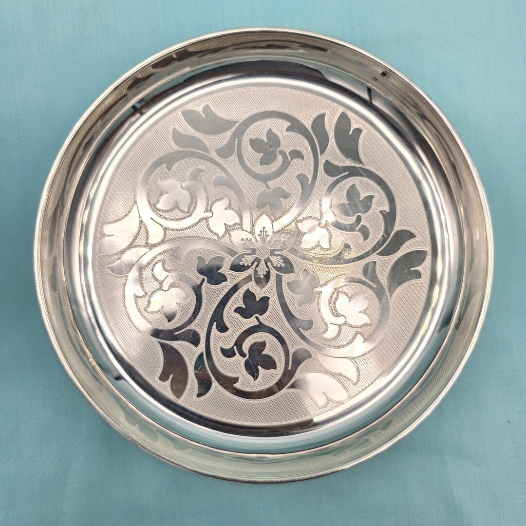 8" Silver Plate, Pooja Plate , Silver Pooja Plate for Aarthi ...