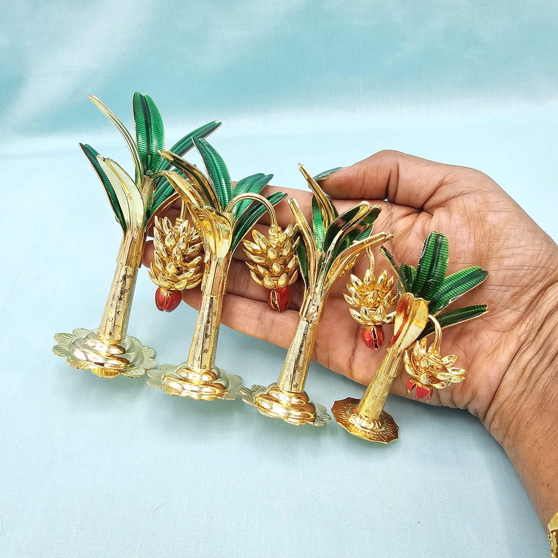 Pure Silver Banana Plants, Full Gold Covering With Green and Red Enamel ...