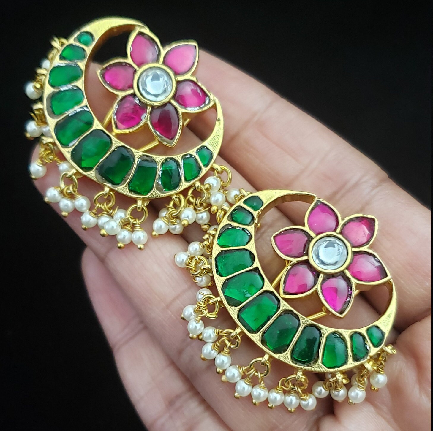 Gold Replica Necklace, Precious and Real Kempu Jewelry, Base Metal ...