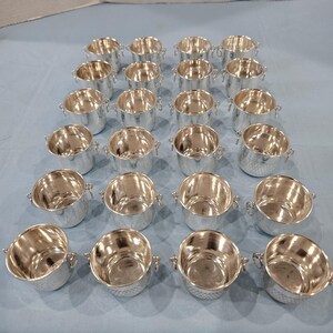 Pure Silver Gangalam, Shanku Chakra and Vinayaka Prasadham Bowls, Small ...