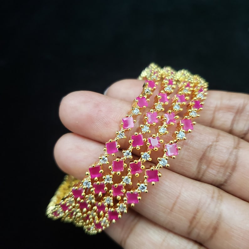 Indian Bangles Set 4 Bangle Set 22k Gold Plated Traditional - Etsy