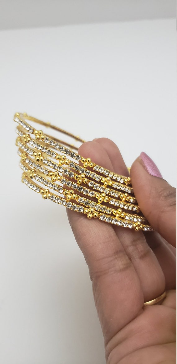 Gold Plated Cz Bangles Indian Bangles Set High Quality Bangle Set 22k