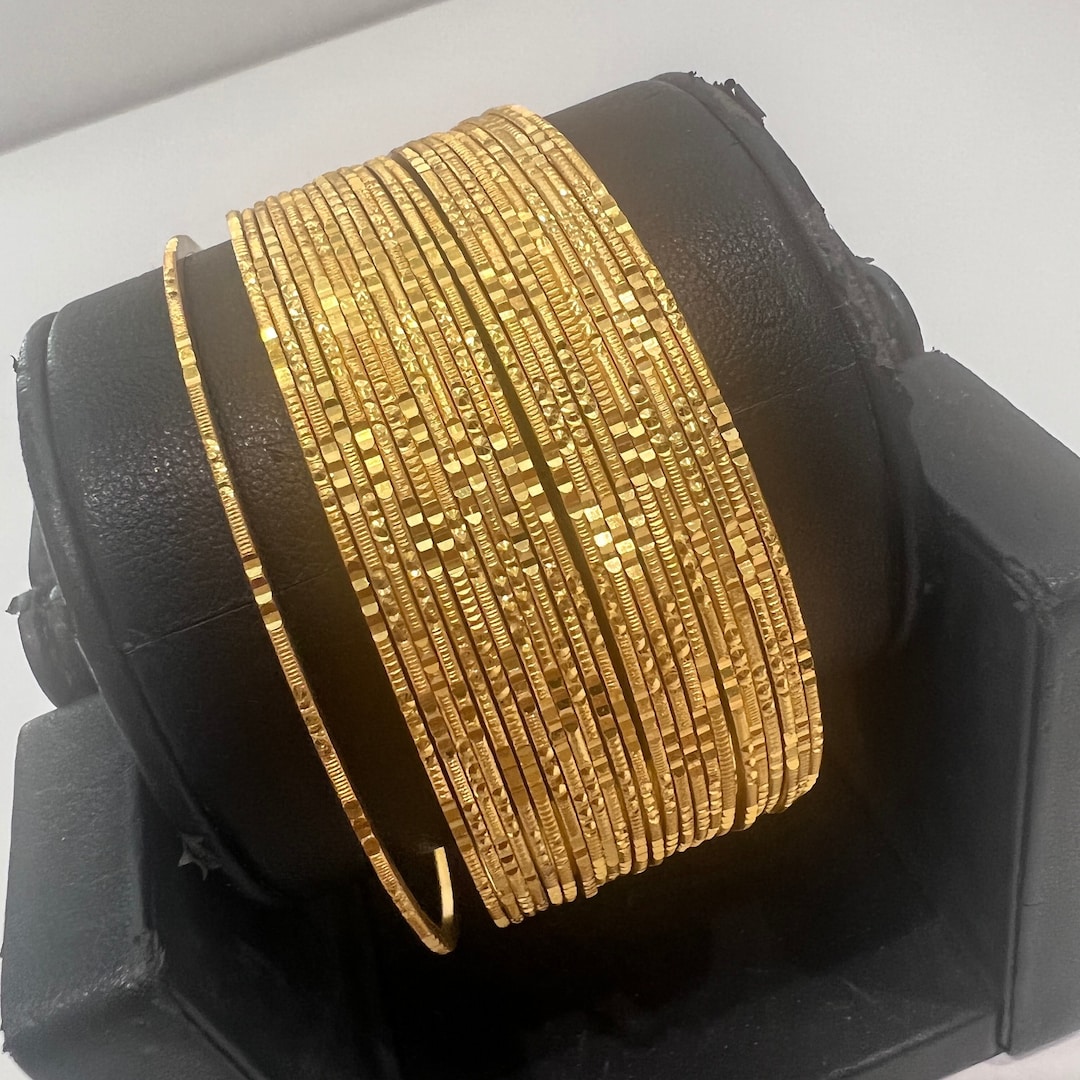 Indian Bangles, 22k Gold Plated 24 Bangles Set, Traditional Indian ...