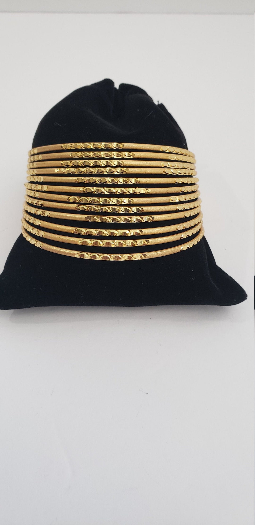 12 Indian Bangles Set, 22k Gold Plated, 12 Thin Bangles Set ...