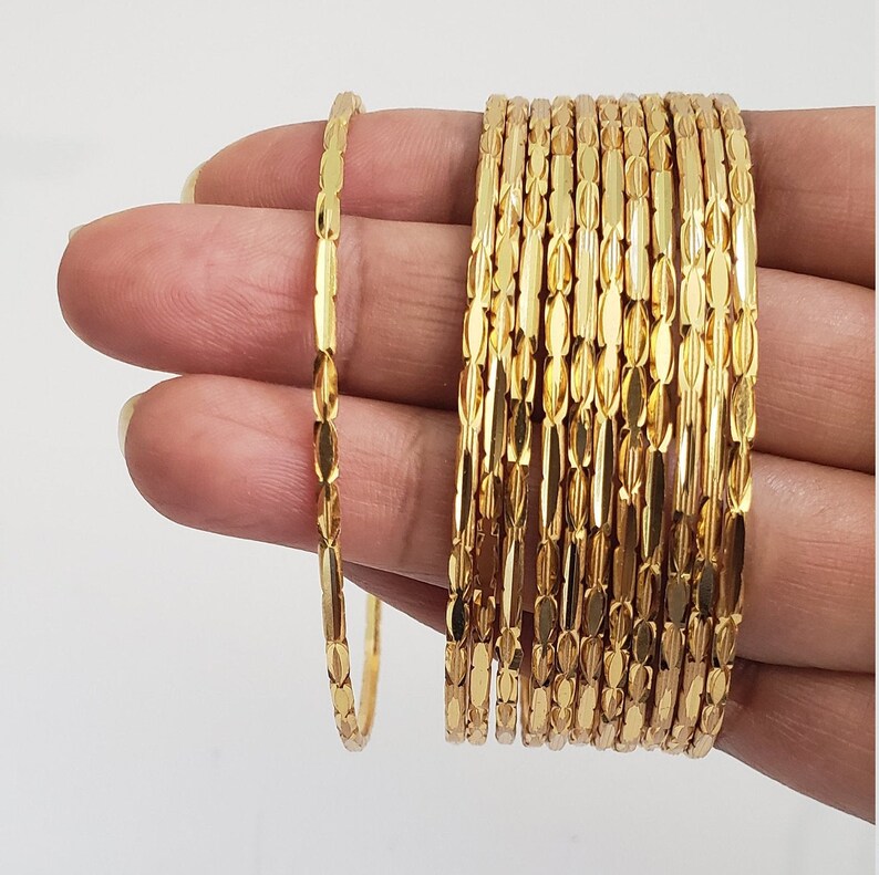 12 Indian Bangles Set, 22k Gold Plated, 12 Thin Bangles Set ...