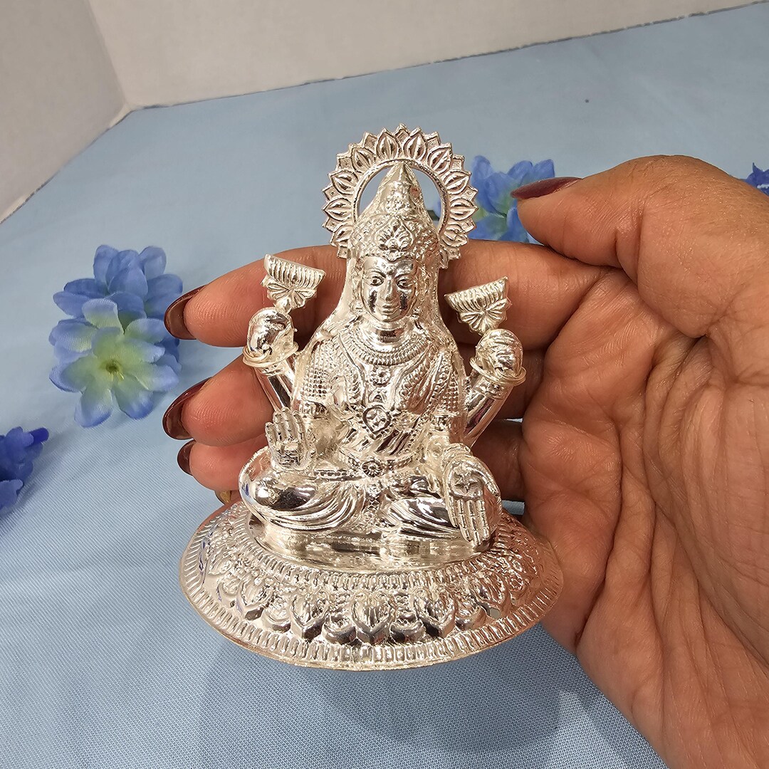Pure Silver Lakshmi Devi, Arch Shape Lakshmi Idol, Goddess of Wealth ...