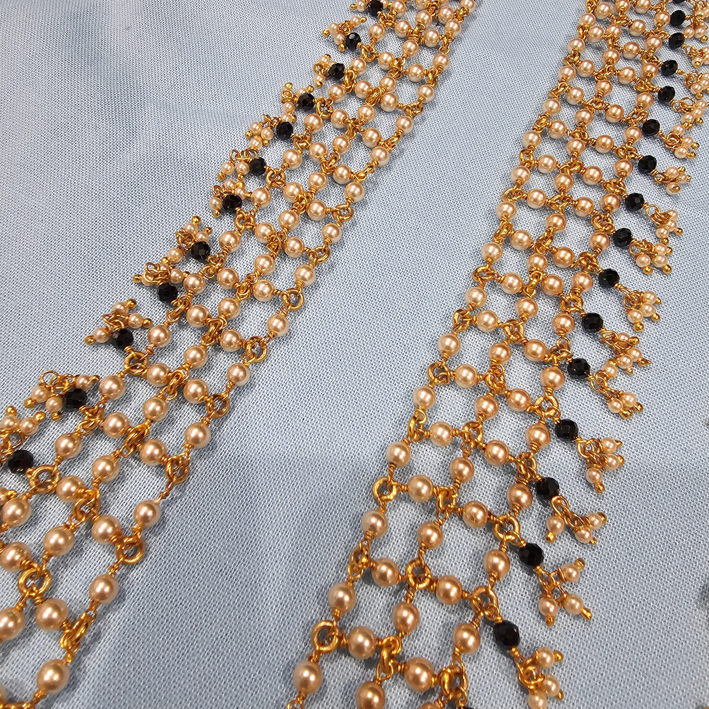 92.5 Pure Silver Simple Chains, Net Pattern Small Beads Chains, Silver ...