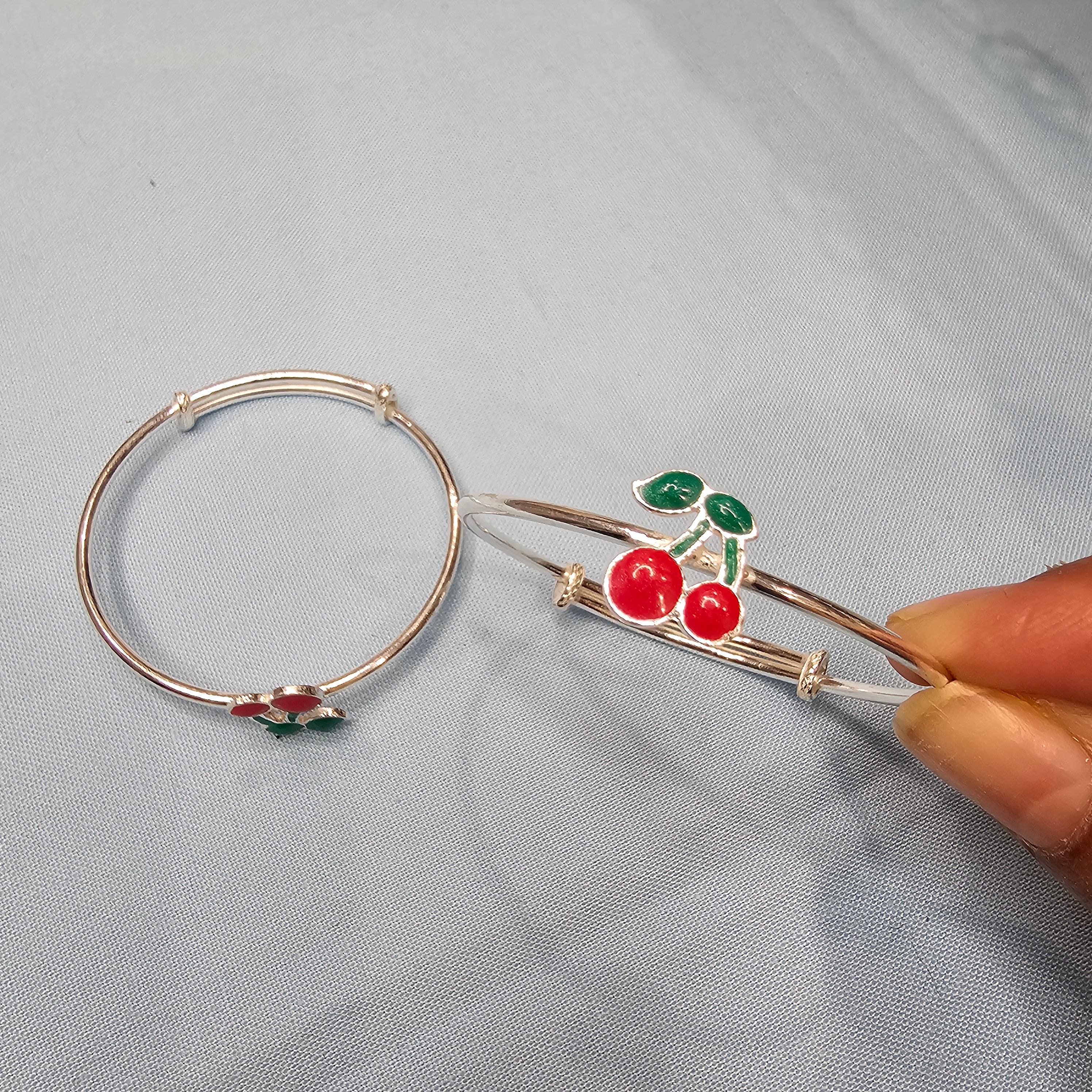 Kids Pure Silver Kada, Infant Bangles, Boy/ Girl Kadas Adjustable, 6 ...