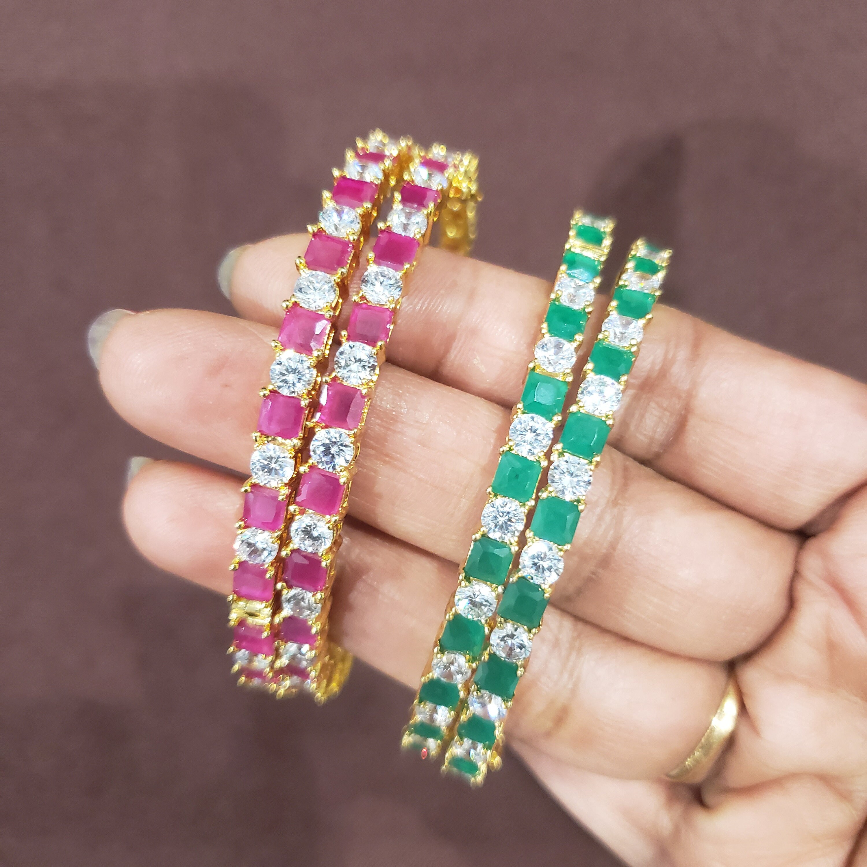 Ruby Indian Bangles, Traditional Bangles Set, Bridal Bangles, One Gram ...