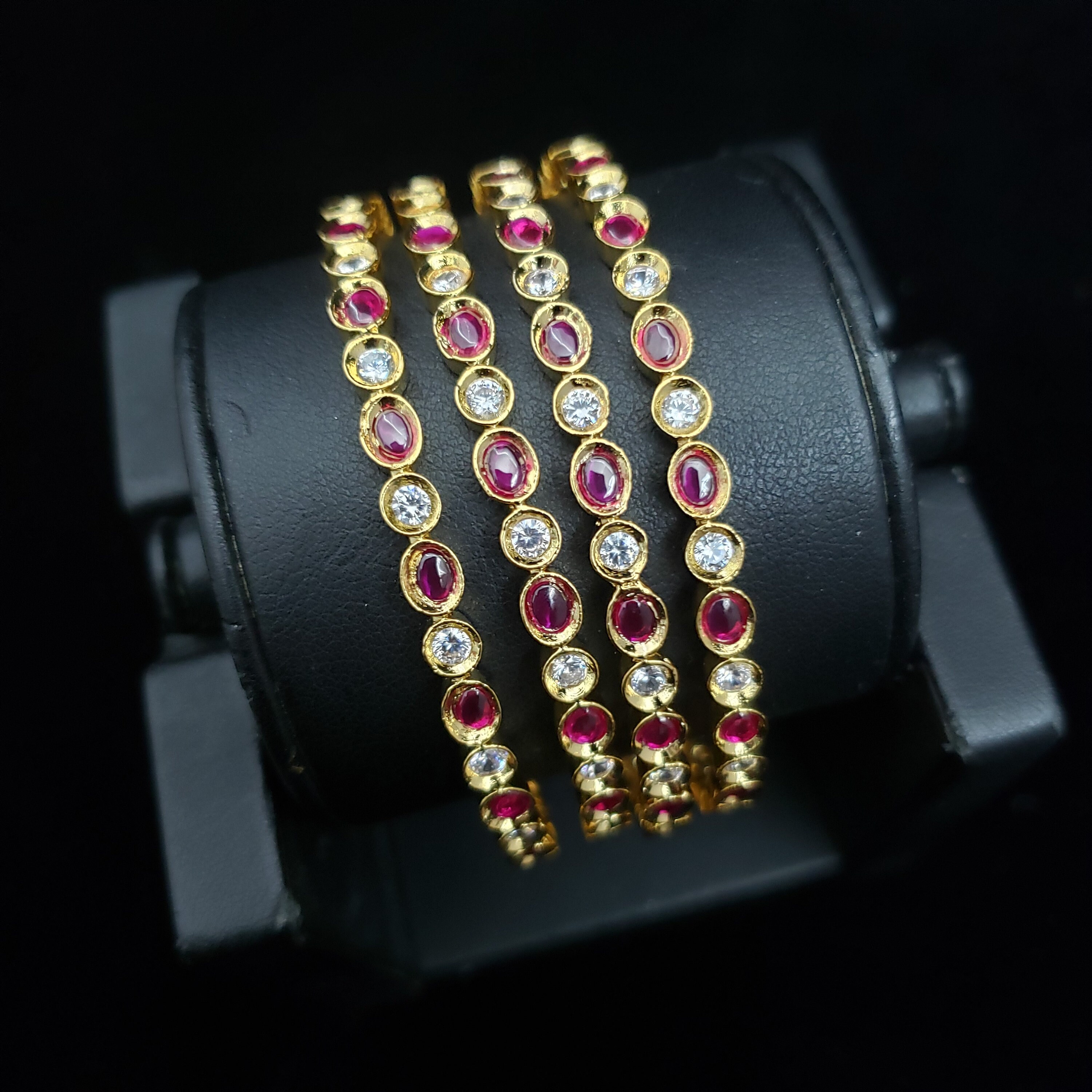 Pota Stone Indian Bangles Set 4 Bangle Set 22k Gold Plated - Etsy