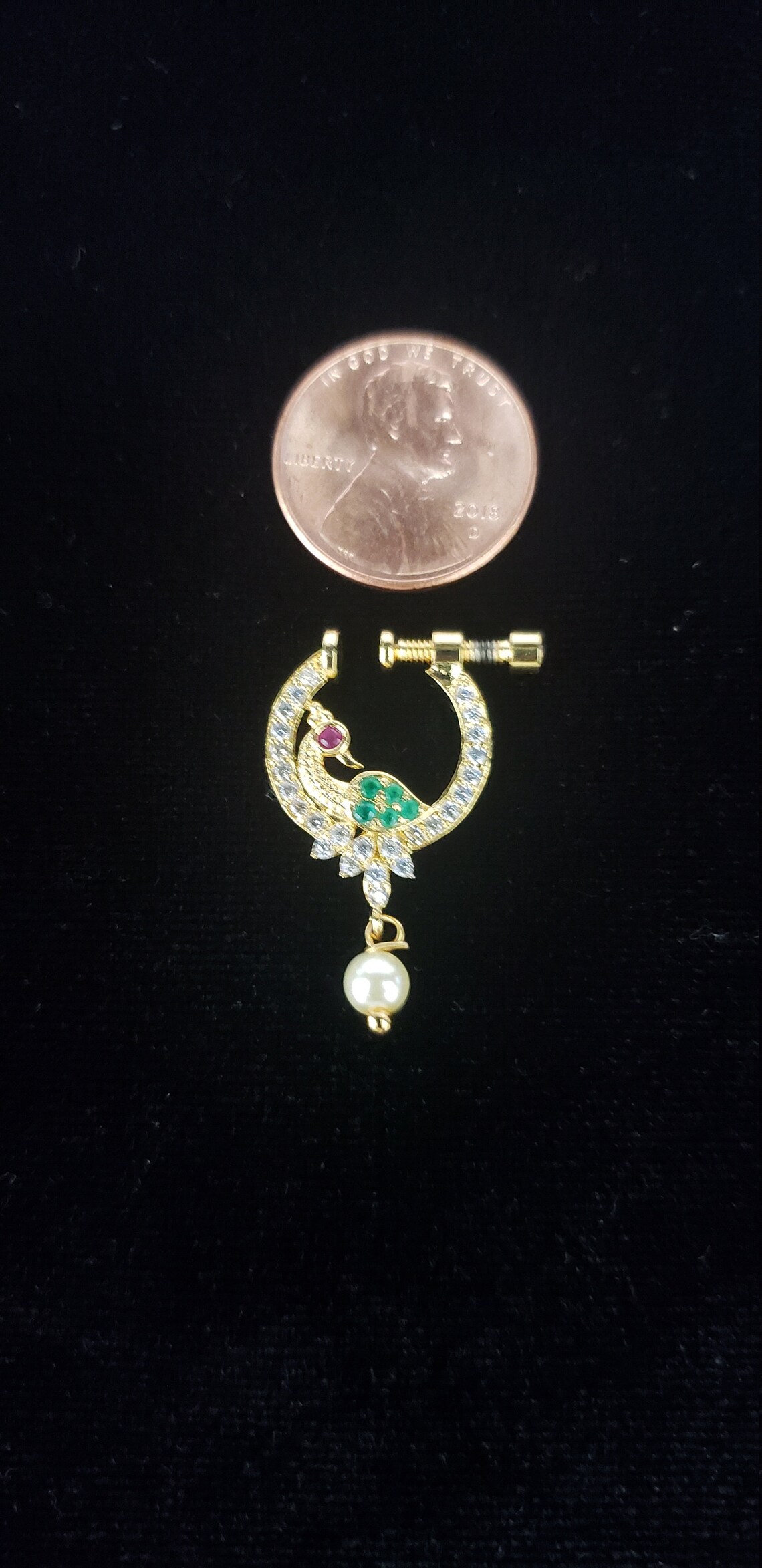 Left Nose Ring, Indian Nath, Nose Stud, Clip On, Pressing Pattern Nose ...