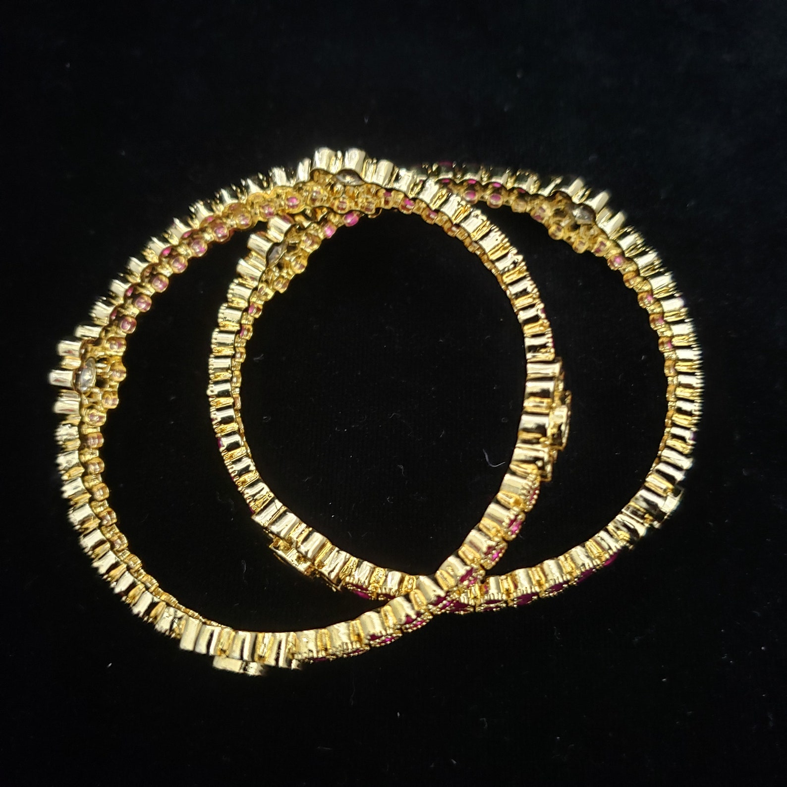 Black Stone Fancy Bangles Set 2 Bangle Set 2.8 Size Wedding - Etsy