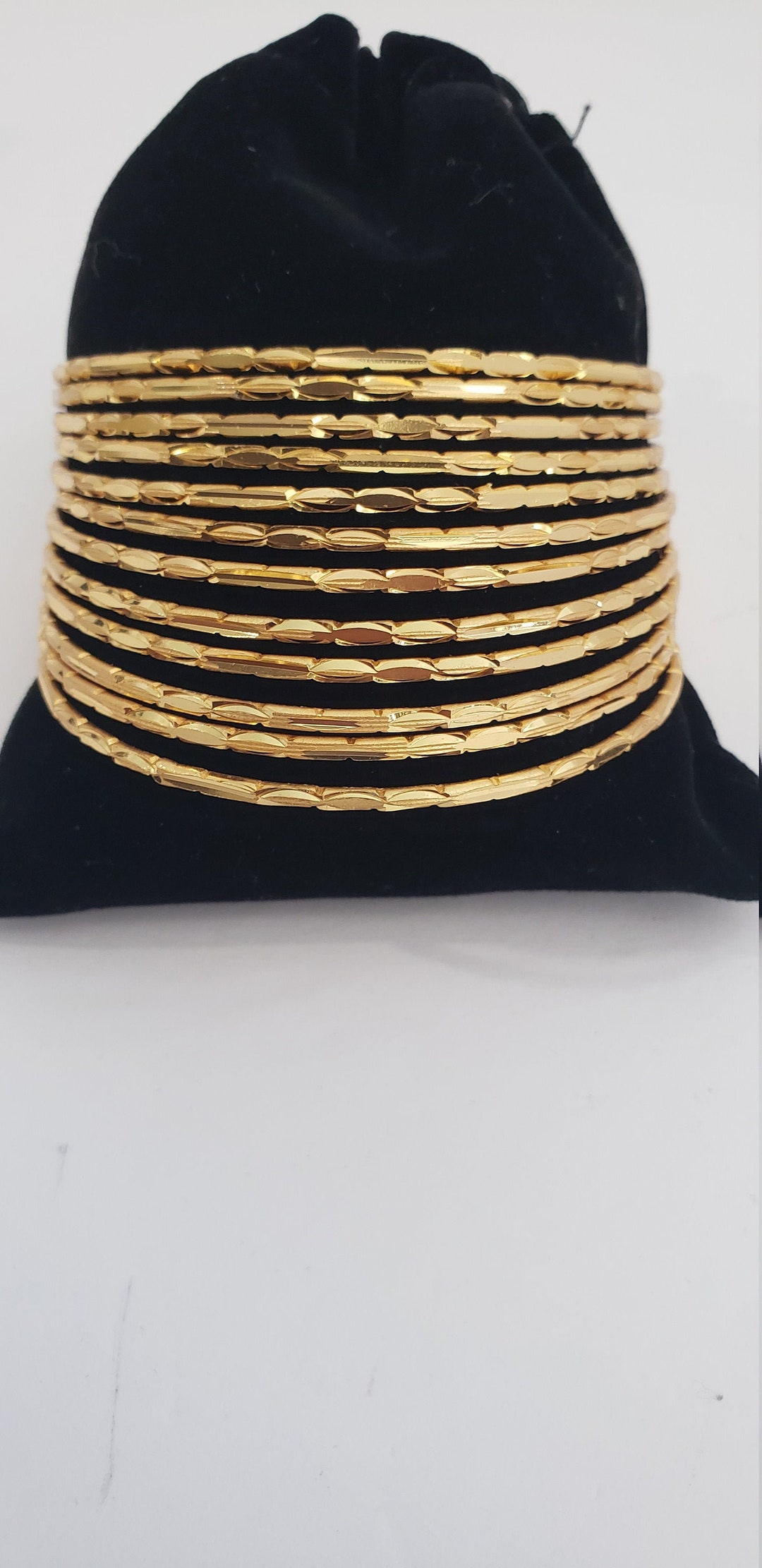 12 Indian Bangles Set, 22k Gold Plated, 12 Thin Bangles Set ...