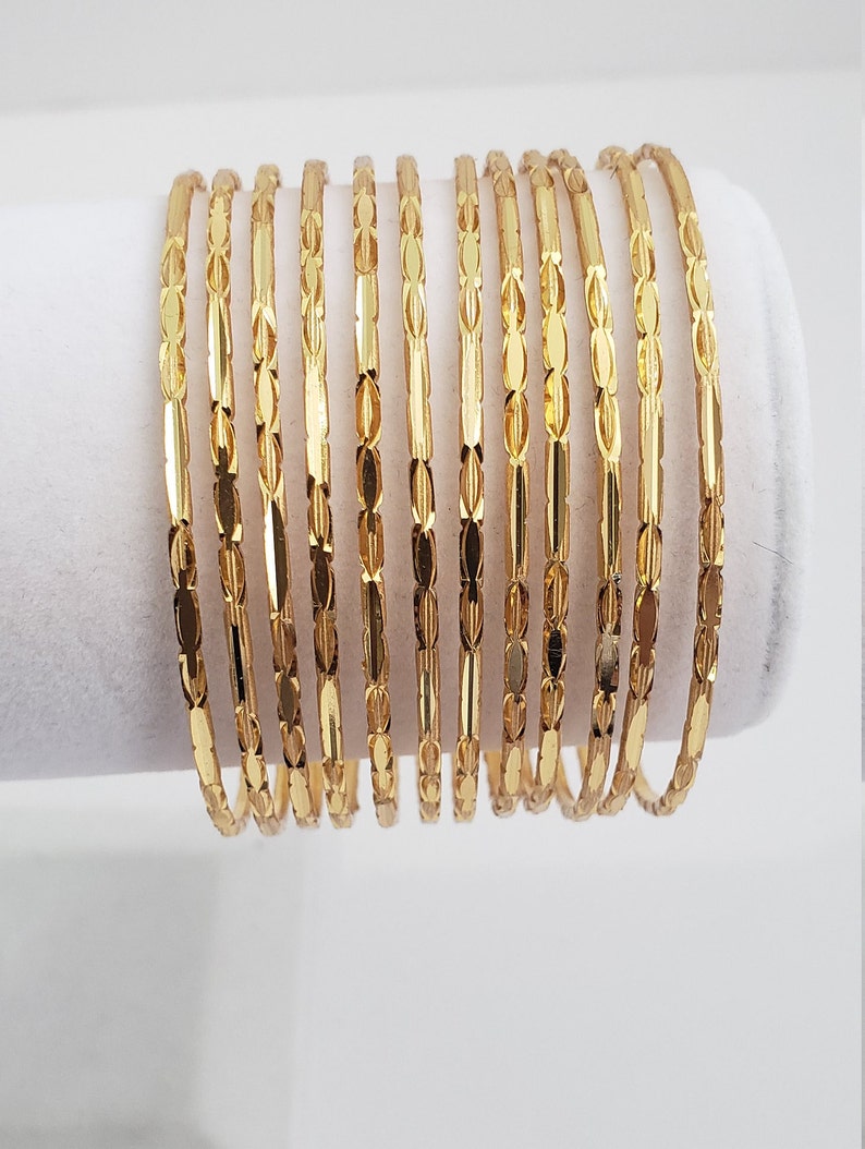 12 Indian Bangles Set 22k Gold Plated 12 Thin Bangles Set | Etsy