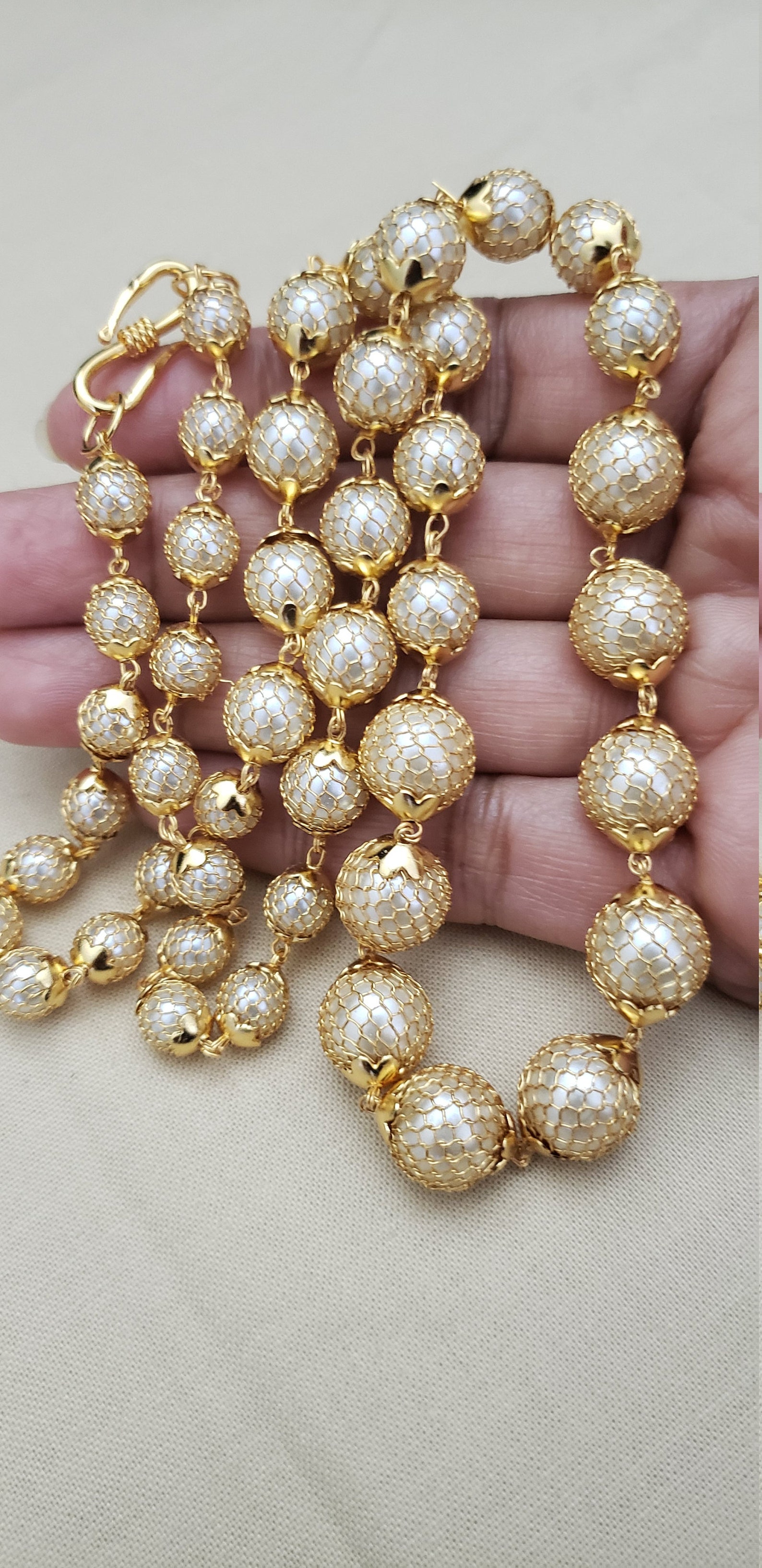 Net pattern Pearl necklace High quality semi precious pearls | Etsy