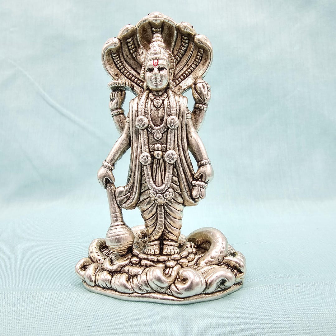 99.9 Purity Vishnu Murthy Idol, Silver Vishnu Idol for Pooja, 3" Big ...