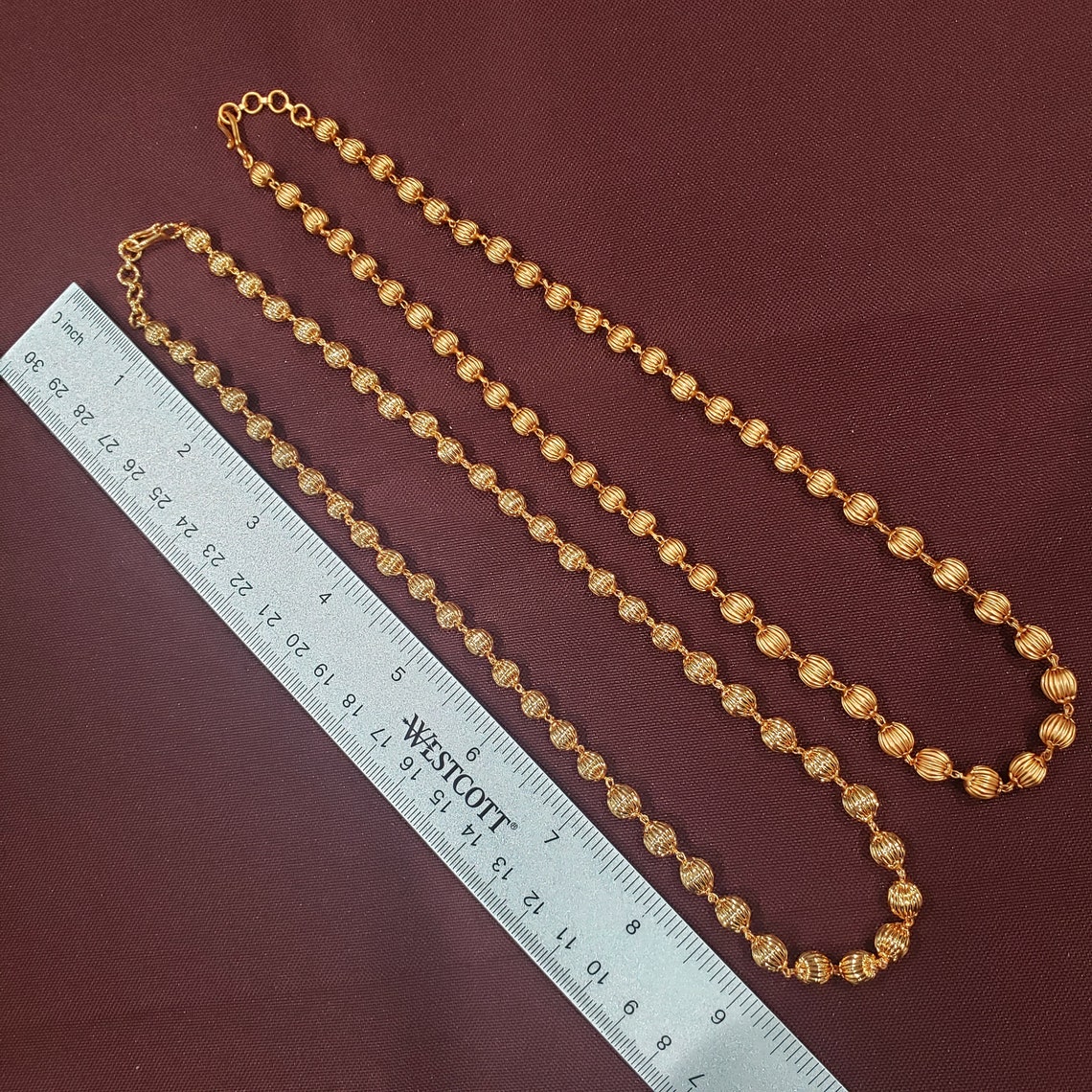 18"matt and Bright Gold Finish Gold Chain, Short Necklace Chain, Ball ...