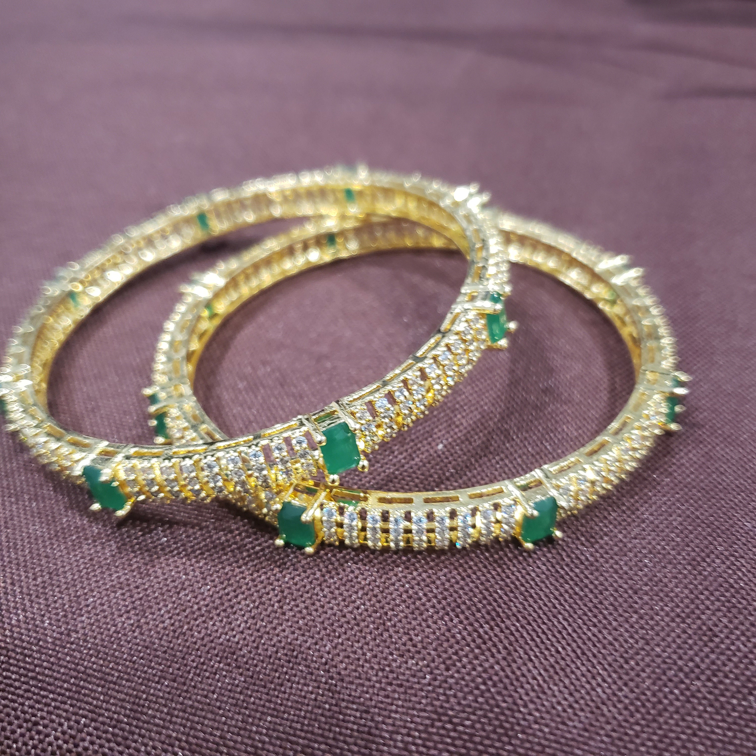 2 Indian Bangles Set, 22k Gold Plated, 2 Bangles Set, Traditional ...