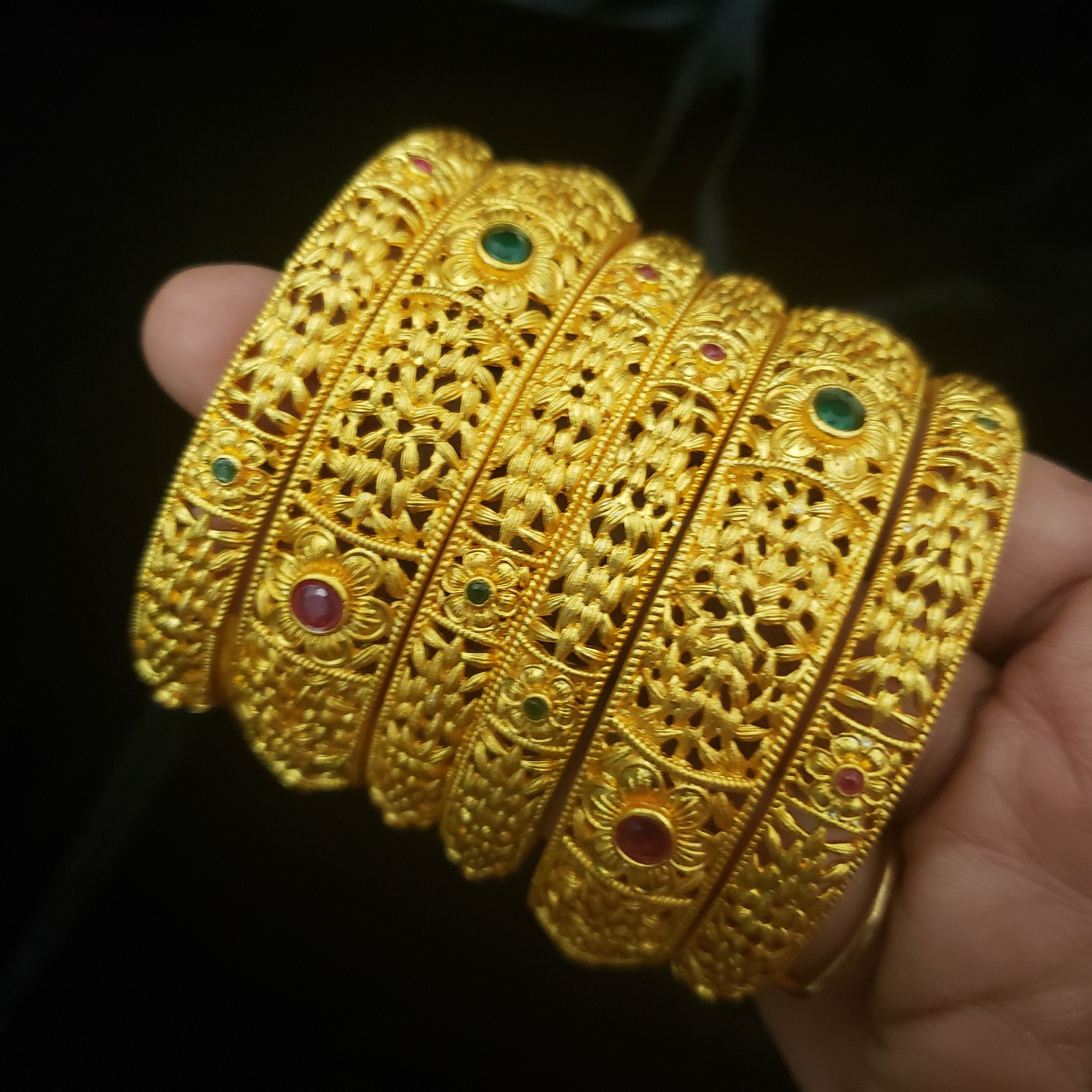 Matte finish Bangles Set 6 Bangle set 22k Gold Plated | Etsy