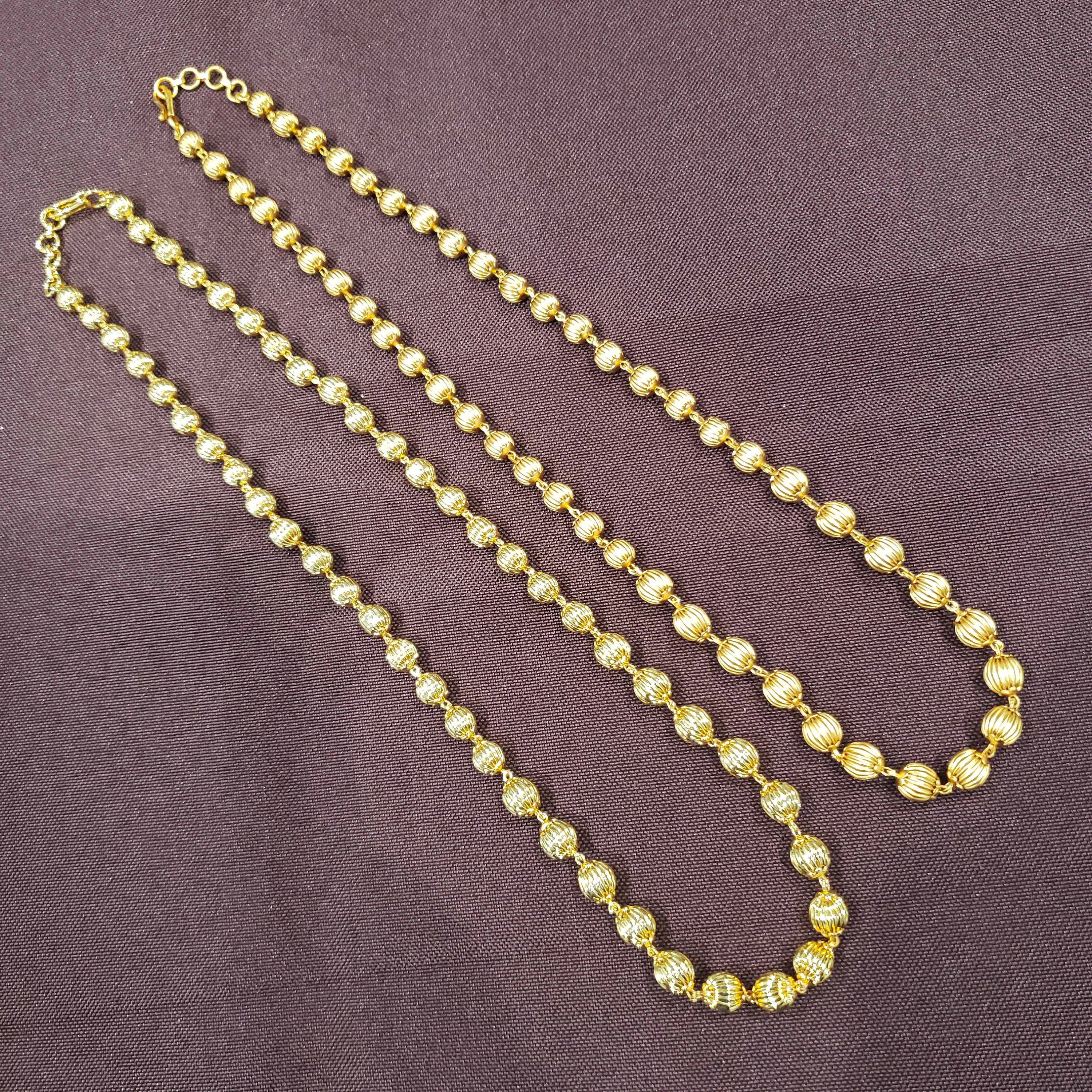 18"matt and Bright Gold Finish Gold Chain, Short Necklace Chain, Ball ...