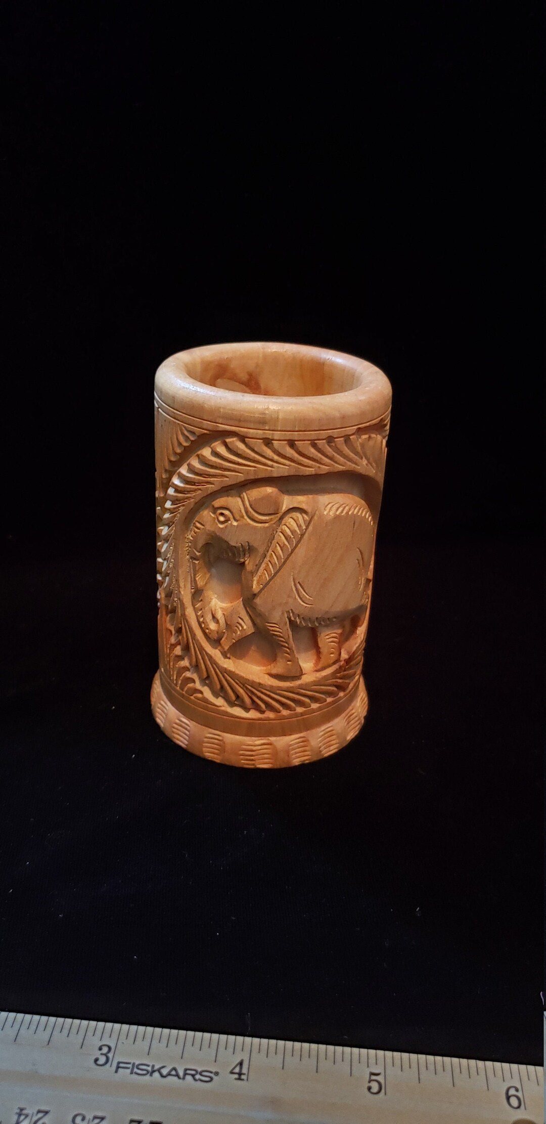 Pen Stand, Hand Carved Wooden Elephant Pen Stand, Wooden Handmade Pen ...