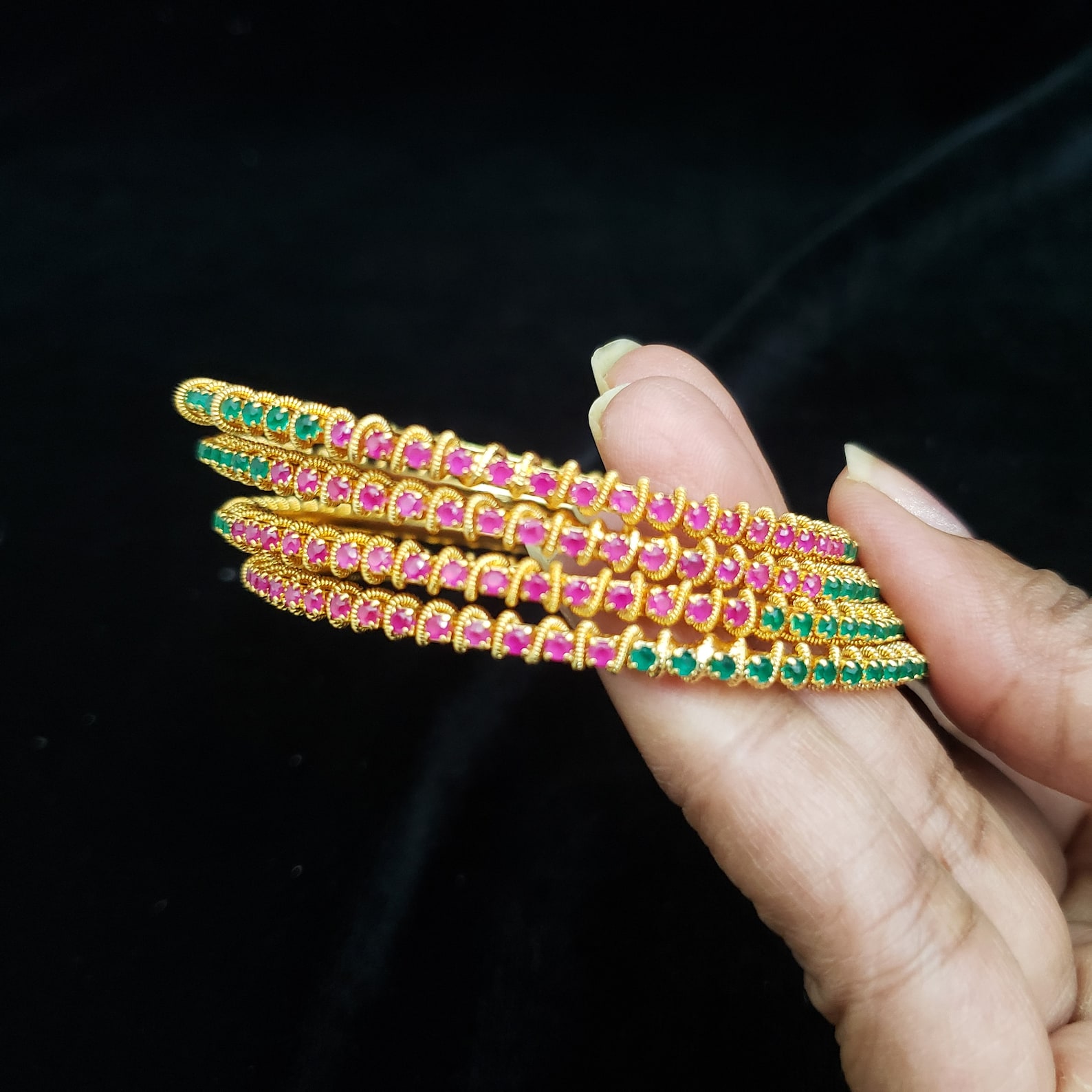 Indian Bangles Set 4 Bangle set 22k Gold Plated Traditional | Etsy