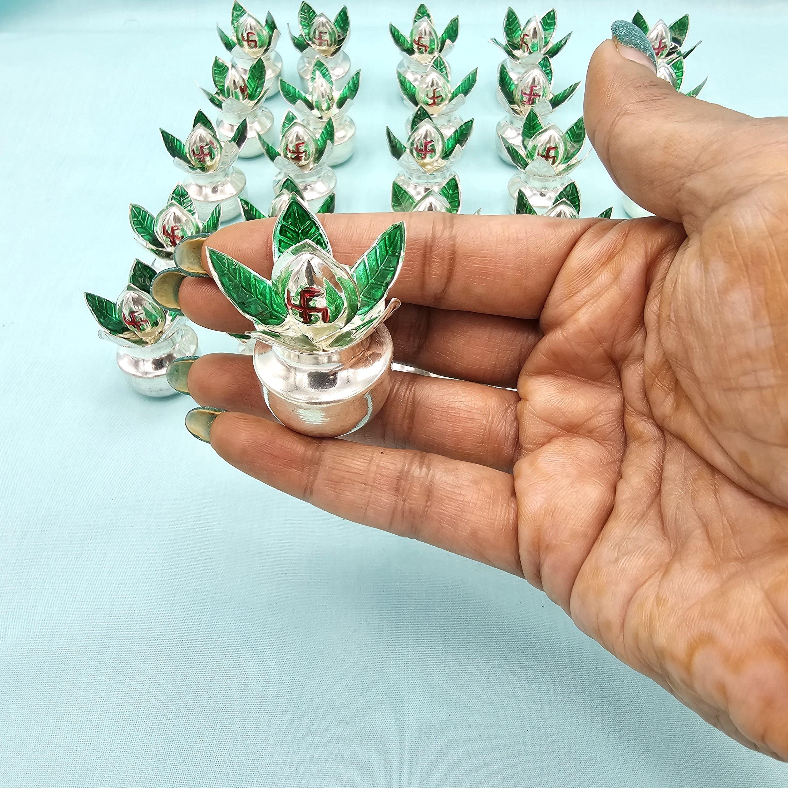 Small Silver Kalasham, Enamel Pooja Decor, Return Gift (12gm) - Etsy