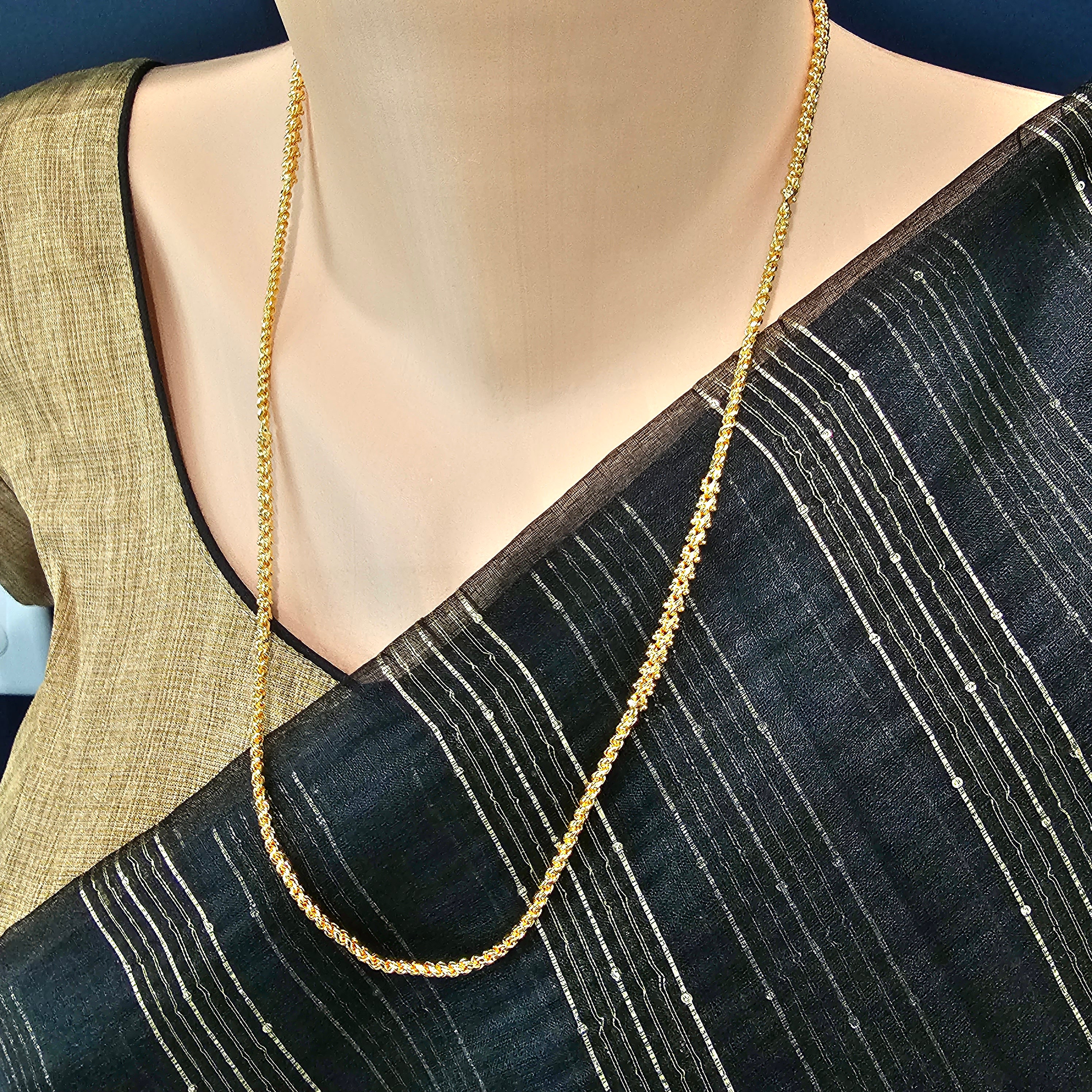 Long Matt Finish Antique Gold Chain, Long Necklace Chain, Matt Finish ...