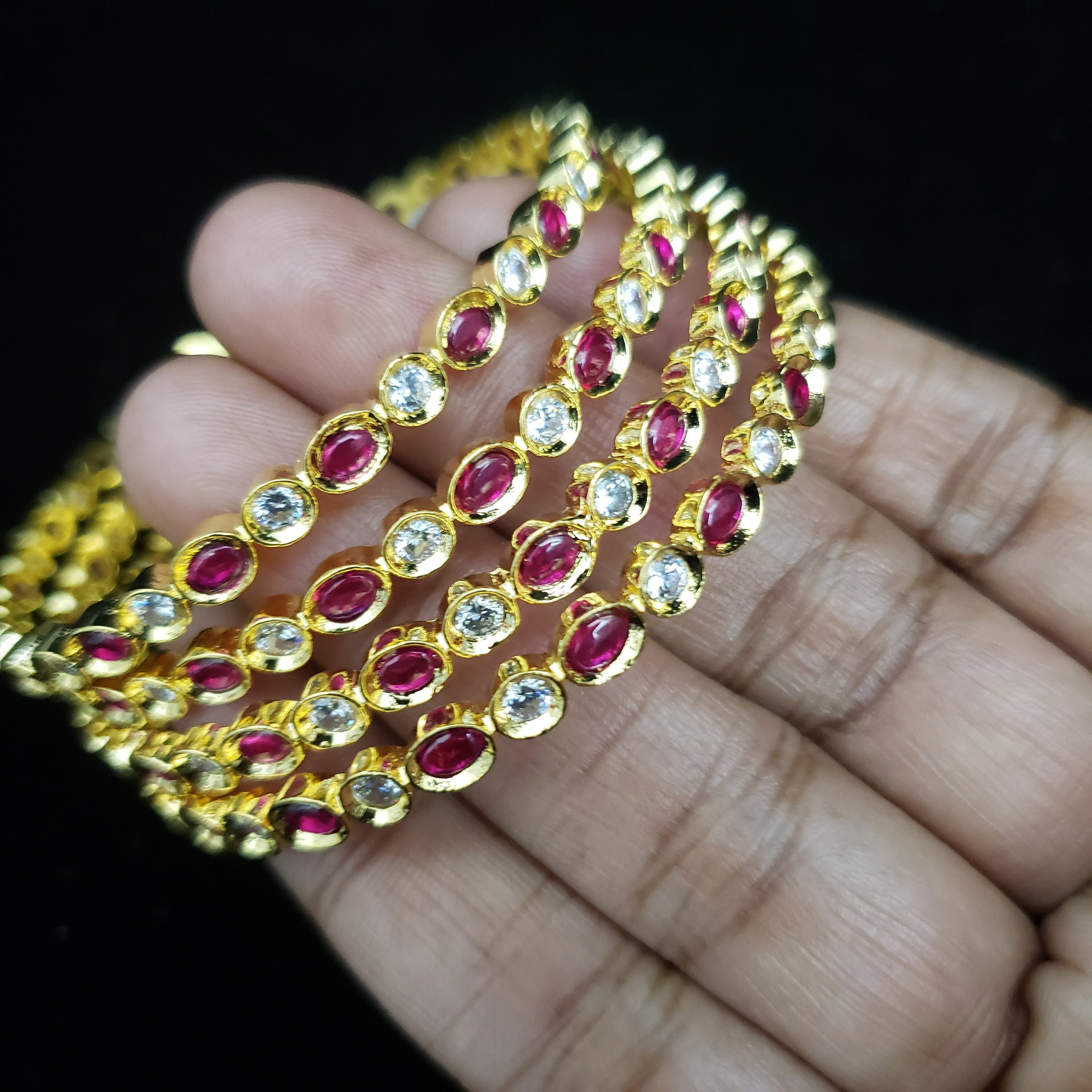 Pota Stone Indian Bangles Set 4 Bangle Set 22k Gold Plated - Etsy