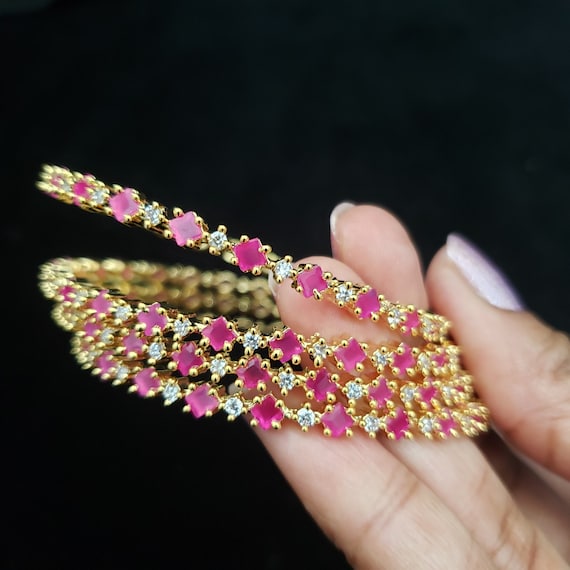 Indian Bangles Set 4 Bangle Set 22k Gold Plated Traditional | Etsy