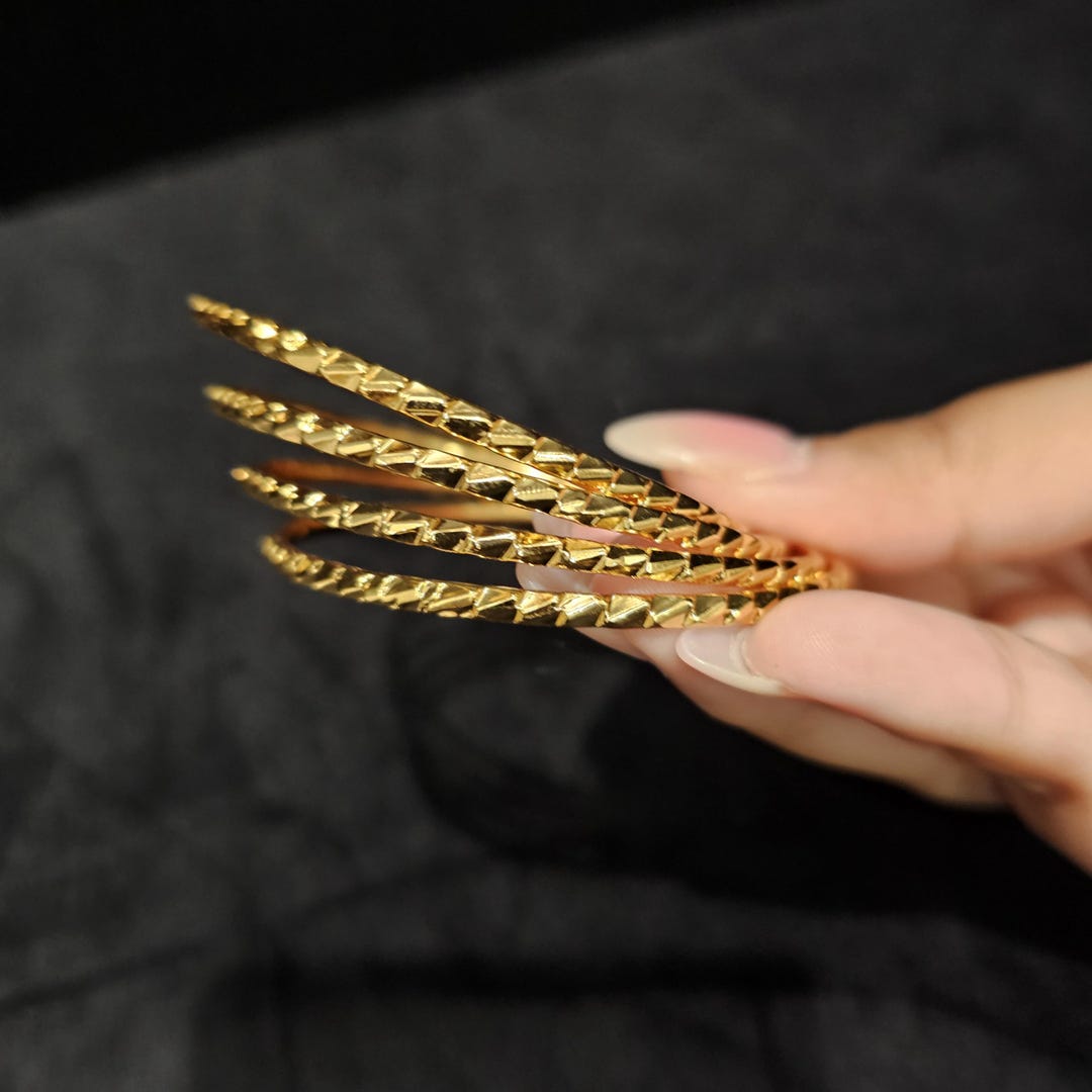 Indian Bangles, 22k Gold Plated 4 Bangles Set, Traditional Indian ...